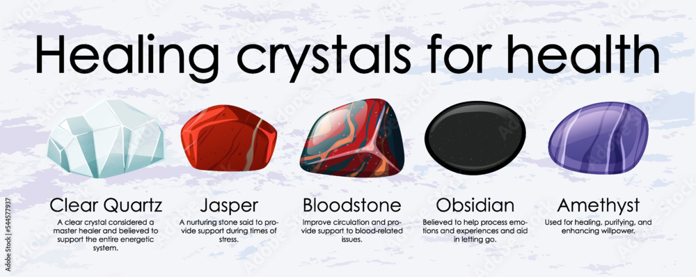 Healing crystals for health collection Stock Vector | Adobe Stock