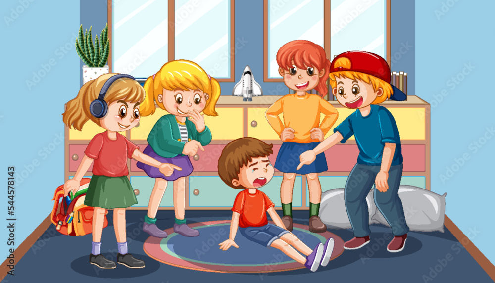 School bullying with student cartoon characters Stock Vector | Adobe Stock