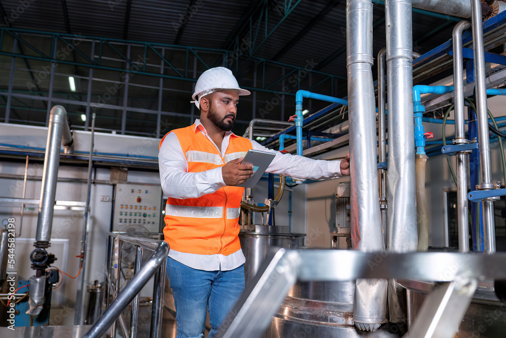 Mechanical engineer inspection pipe tube connection commissioning ready ...