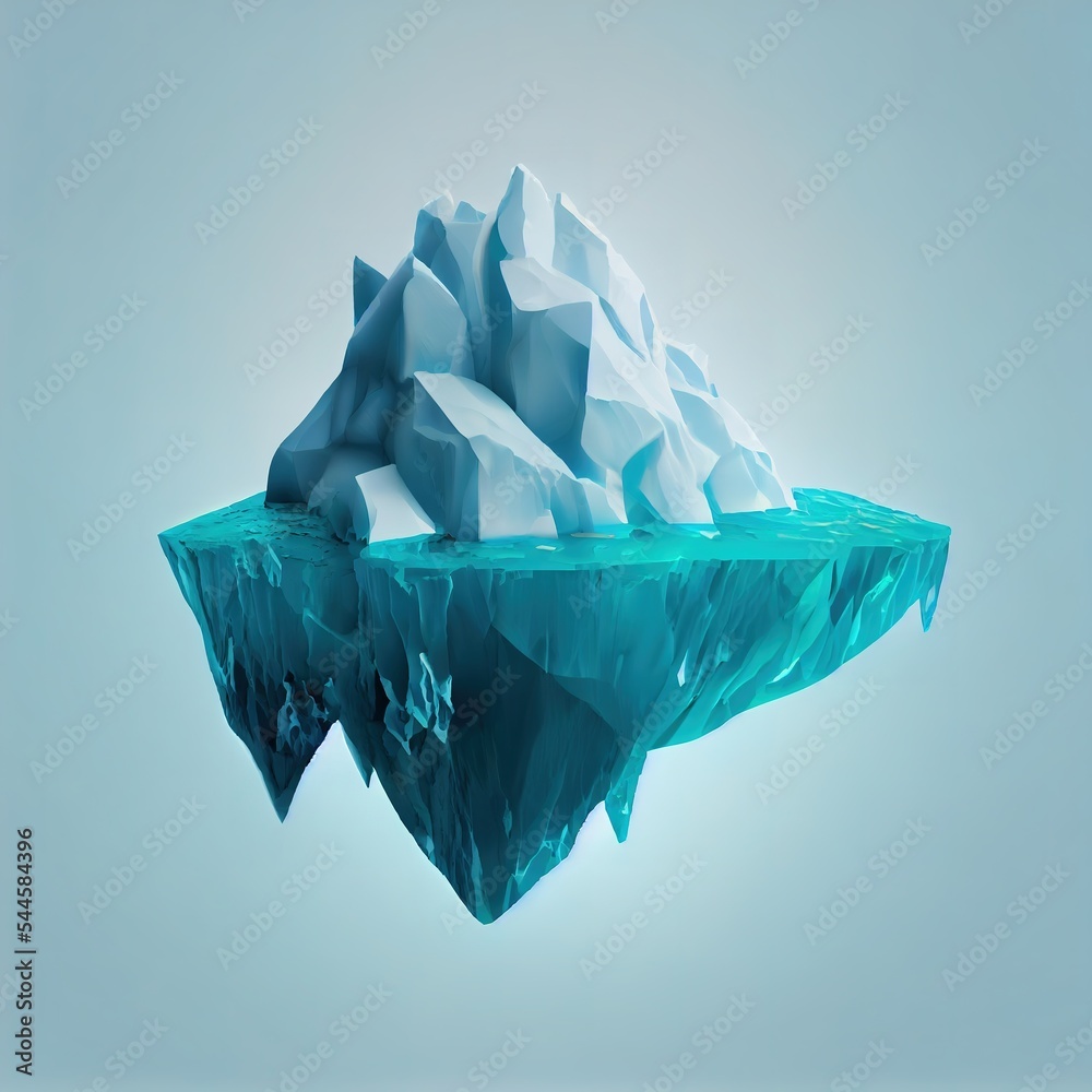 Beautiful iceberg. Ai generated illustration in style of 3d icons or ...