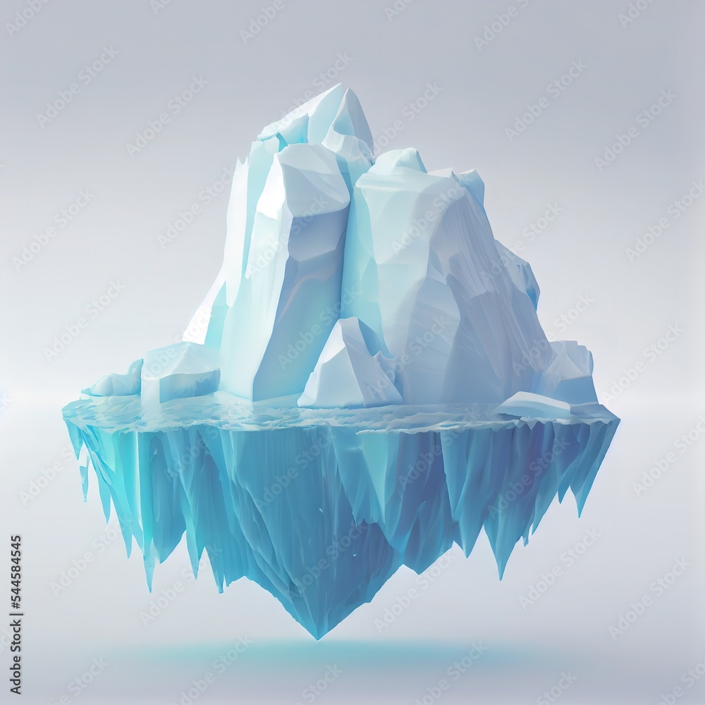 Beautiful iceberg. Ai generated illustration in style of 3d icons or ...