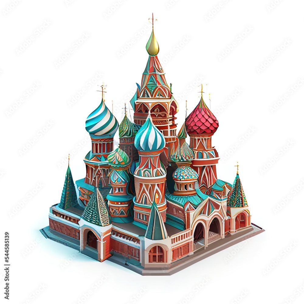 St. Basil's Cathedral isometric abstract low polygonal illustration ...
