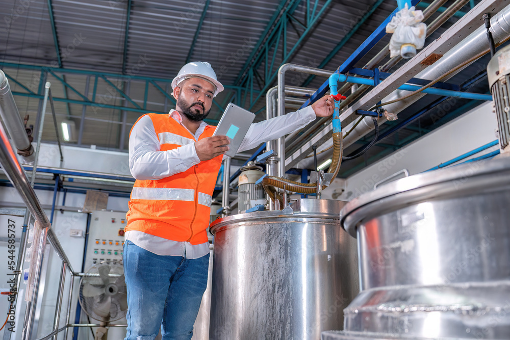 Mechanical engineer inspection pipe tube connection commissioning ready ...