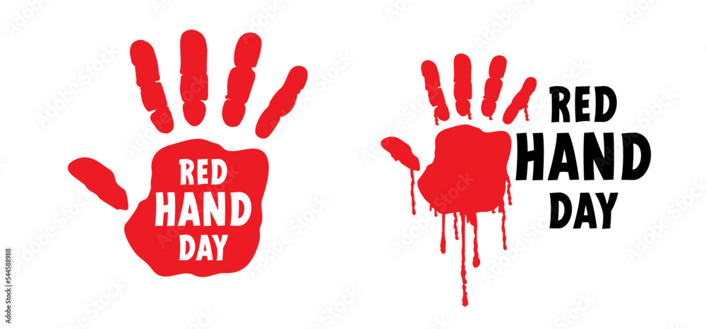 Red hands for Red hand day. Paint hand or handprint silhouette ...