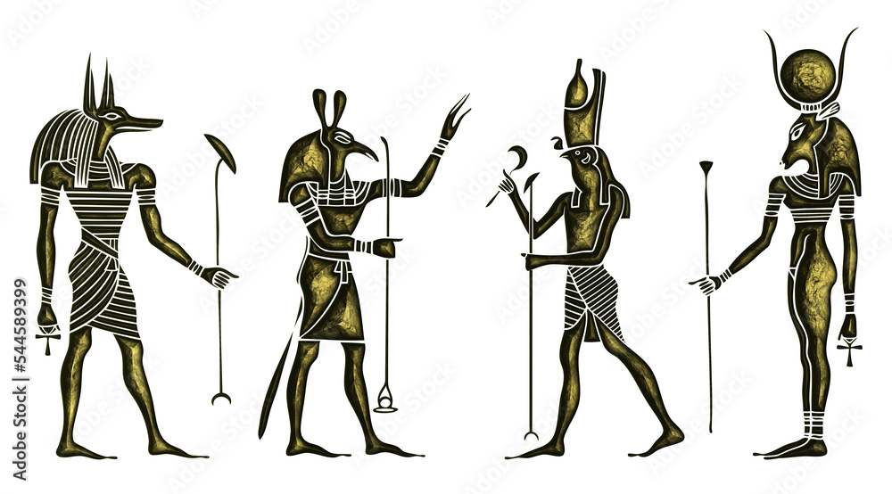 Egyptian Gods and Goddess on transparent background Stock Illustration ...