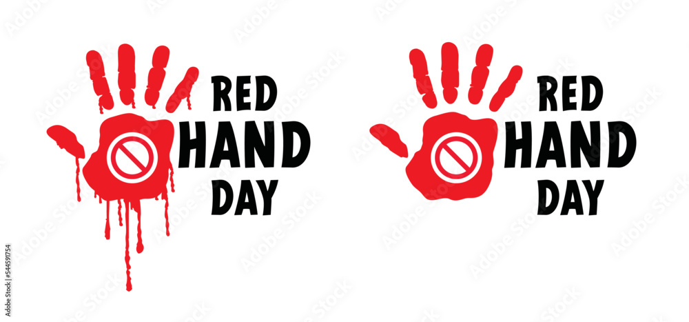 Red hands for Red hand day. Paint hand or handprint silhouette ...