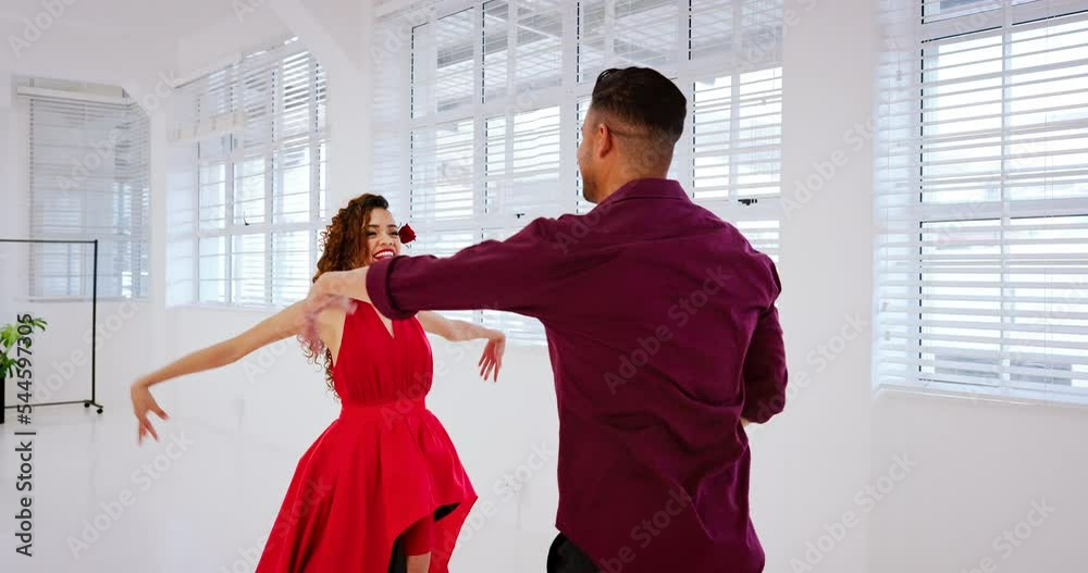 Tango, samba or salsa class with a couple dancing and being romantic ...