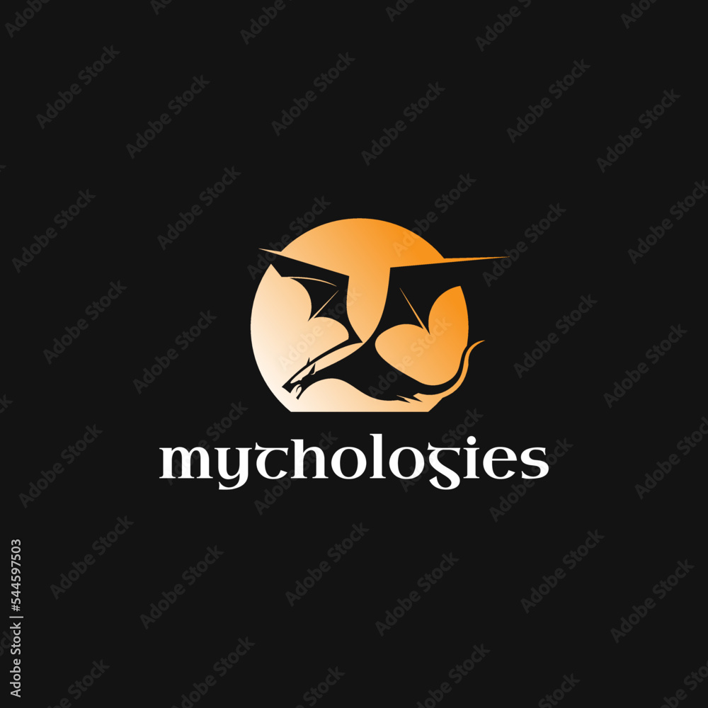 Flying Wing Dragon Logo Design Legendary Myth Animal Creature Stock ...