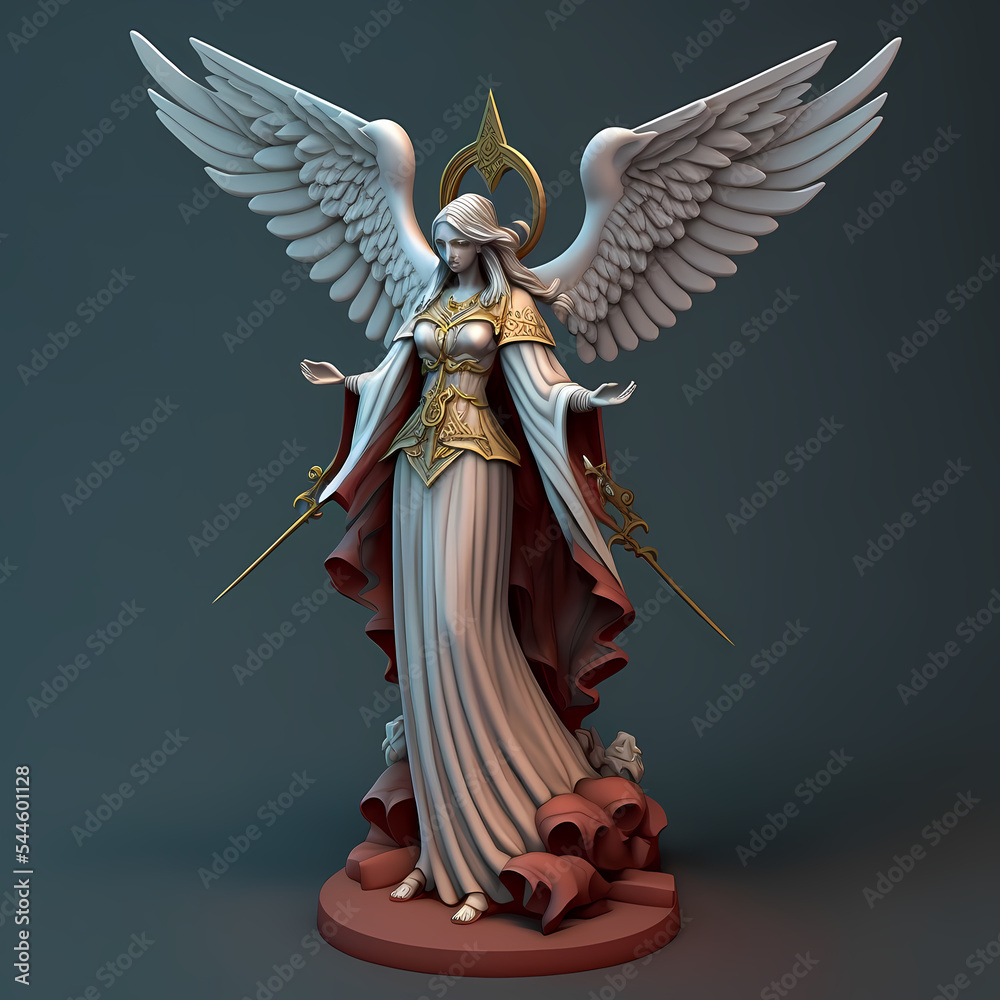 3d modeled angel with wings Stock Illustration | Adobe Stock