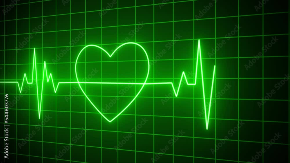 Neon Digital Heartbeat Plus Animation Over Black Bg, Heart Beat Line ...