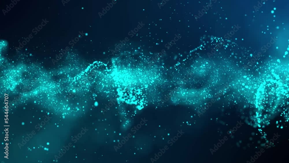 Abstract background particles wave with moving and flickering animation for movie title and ...