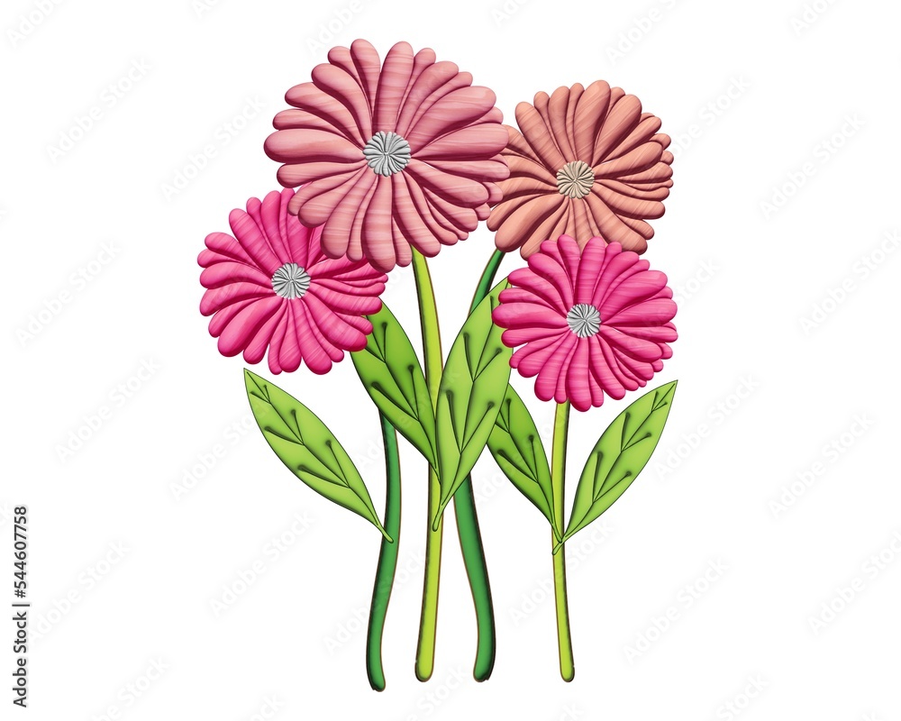 Pink Daisy Drawing