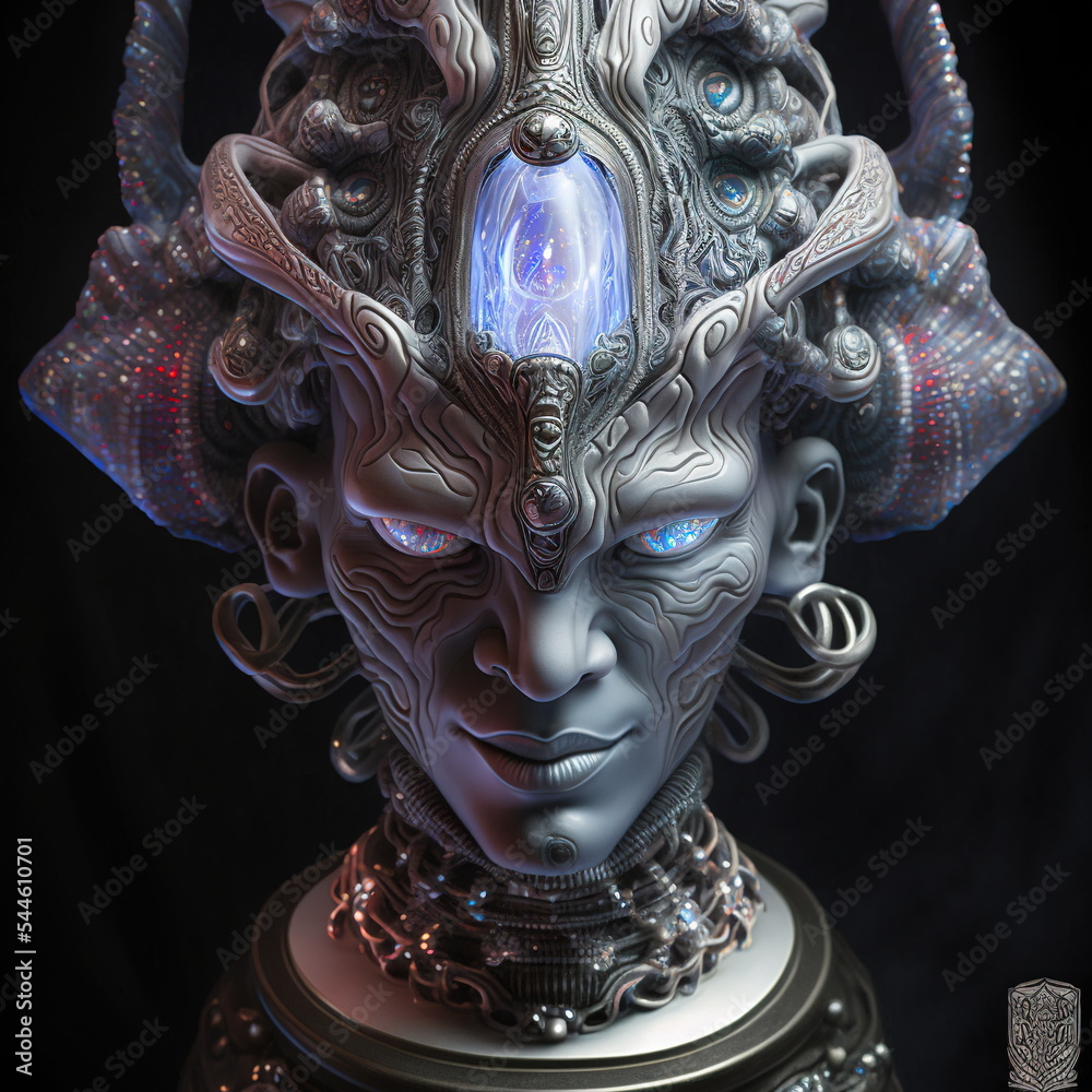 Alien creature legacy creepy Heritage relic Portrait 3D illustration ...