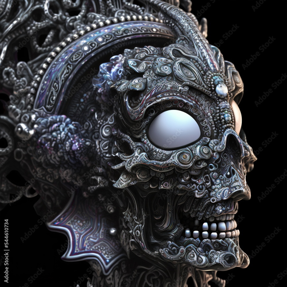 Alien creature legacy creepy Heritage relic Portrait 3D illustration ...