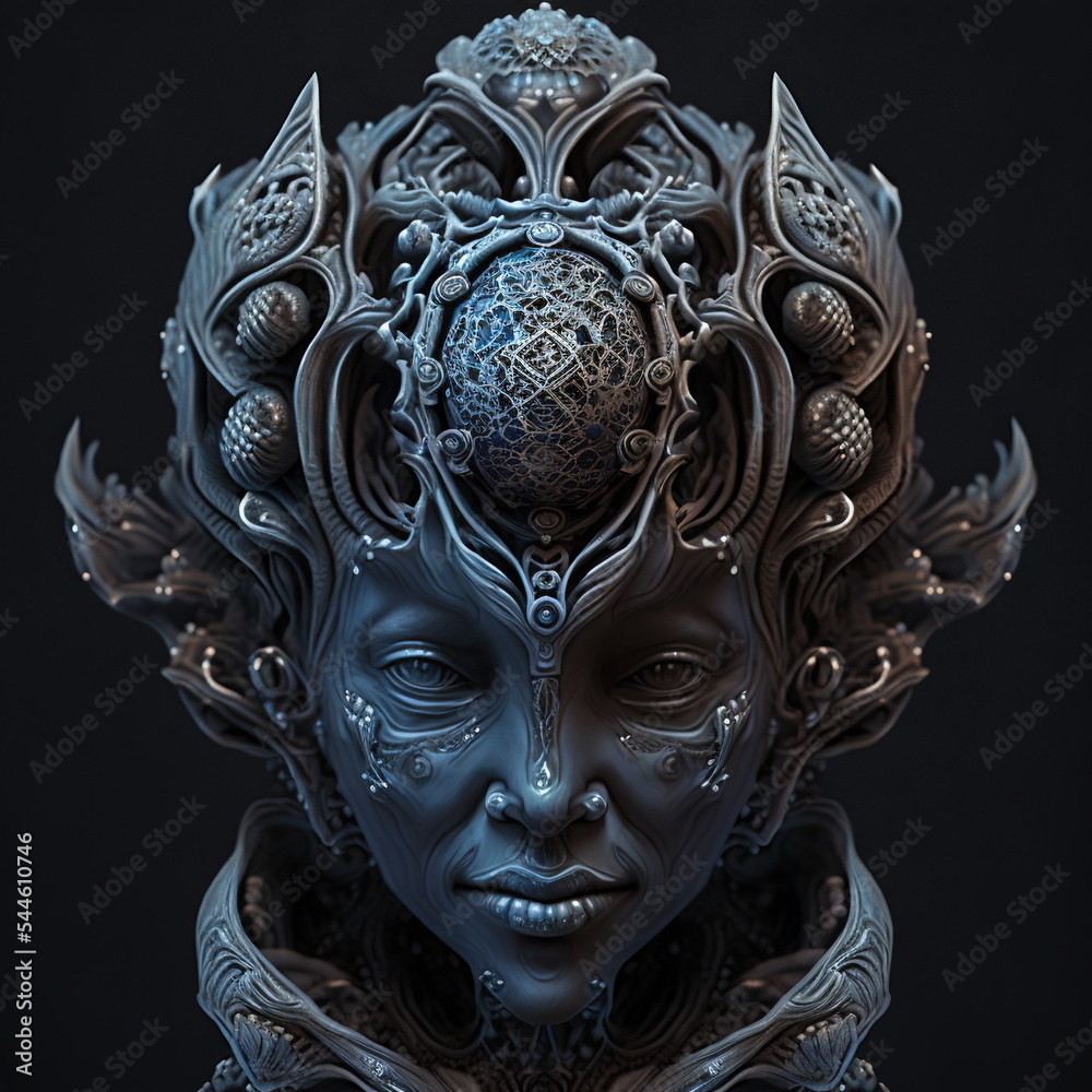 Alien creature legacy creepy Heritage relic Portrait 3D illustration ...