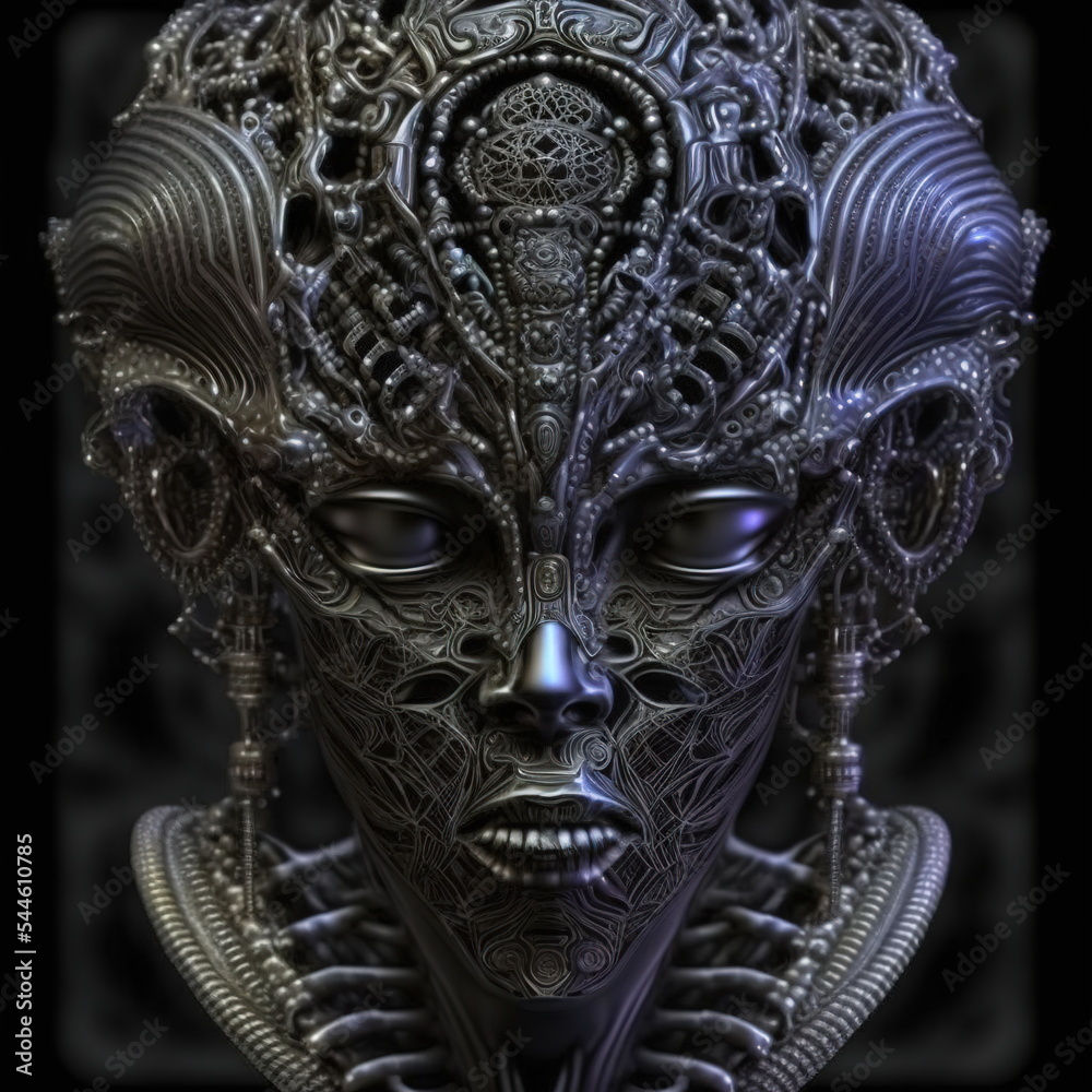 Alien creature legacy creepy Heritage relic Portrait 3D illustration ...