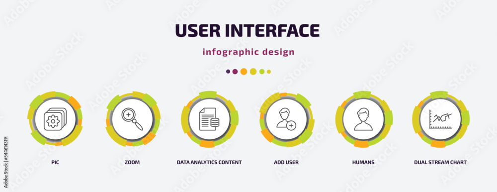 user interface infographic template with icons and 6 step or option ...