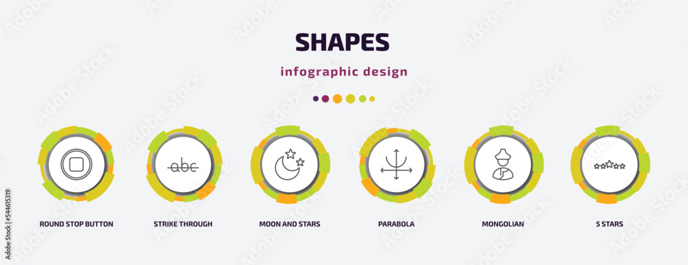 shapes infographic template with icons and 6 step or option. shapes ...