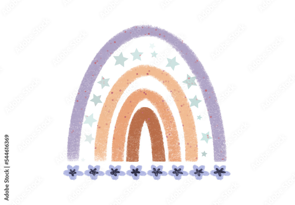 Boho rainbow with stars clipart. Stock Illustration | Adobe Stock