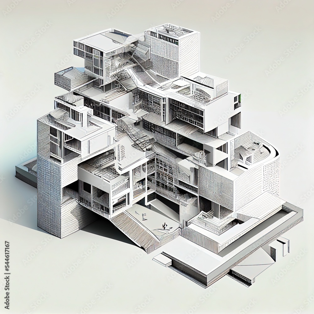 3d architecture exploded diagram illustration Stock Illustration ...