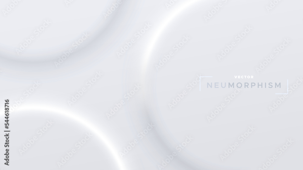 Neumorphic bright design with round shapes. Light, soft, clear and ...