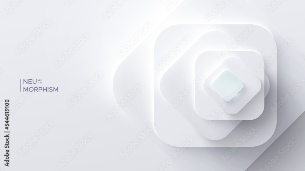 Neumorphic bright design. Rectangular shapes with rounded corners ...