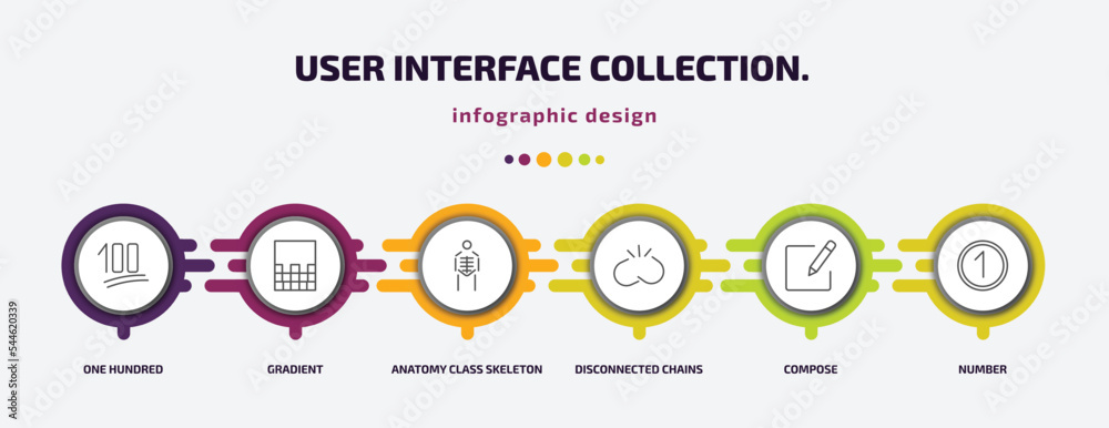 user interface collection. infographic template with icons and 6 step ...