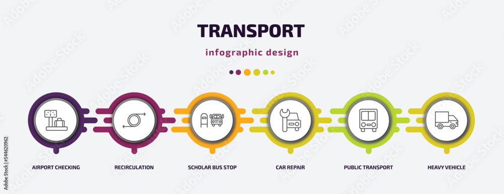 transport infographic template with icons and 6 step or option ...