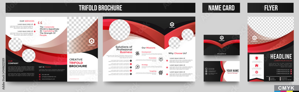 Business Trifold Brochure, Name Card and Business Flyer template ...