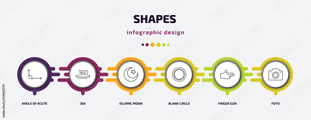 shapes infographic template with icons and 6 step or option. shapes ...