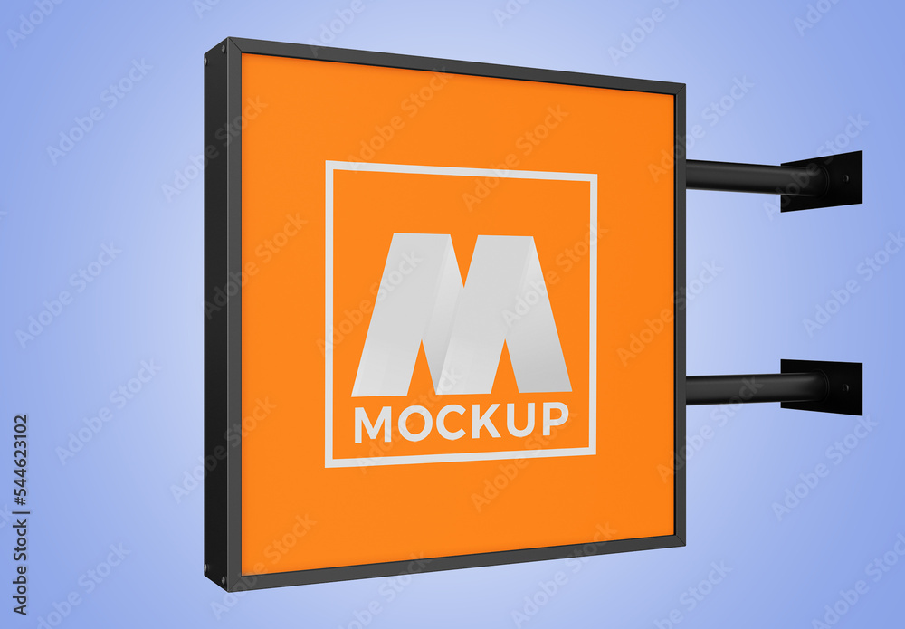 Store Signboard Mockup Half Side View Stock Template | Adobe Stock