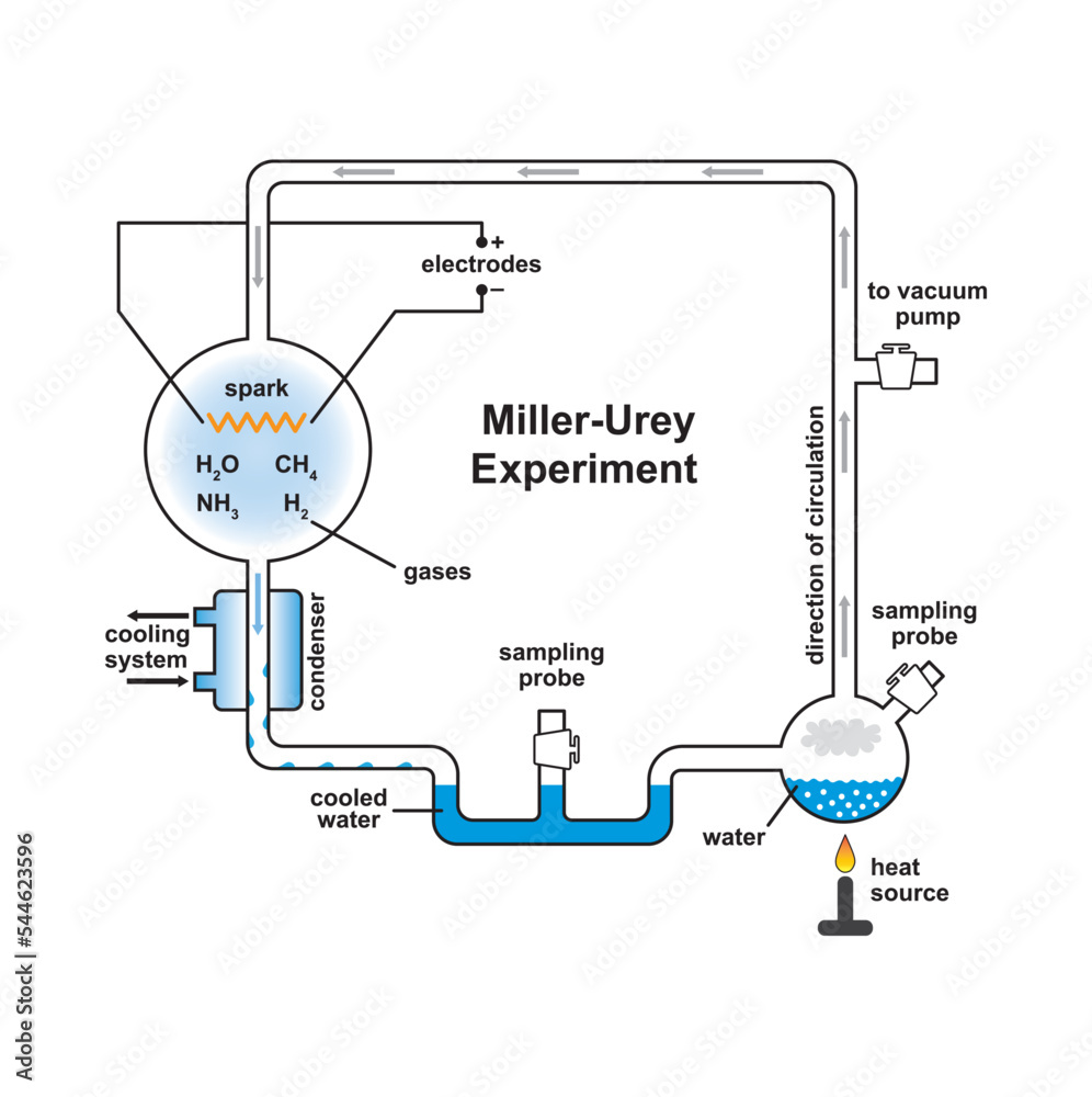 Scientific Designing of Miller Urey Experiment. Colorful Symbols ...