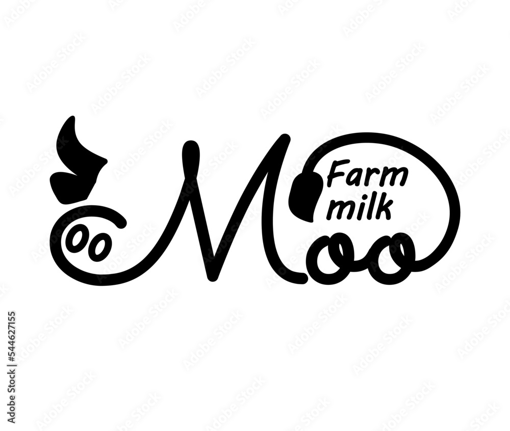 Logo For Milk Farm Label For Dairy Production Milk Logo With Cow Face And Tail Vector Logo
