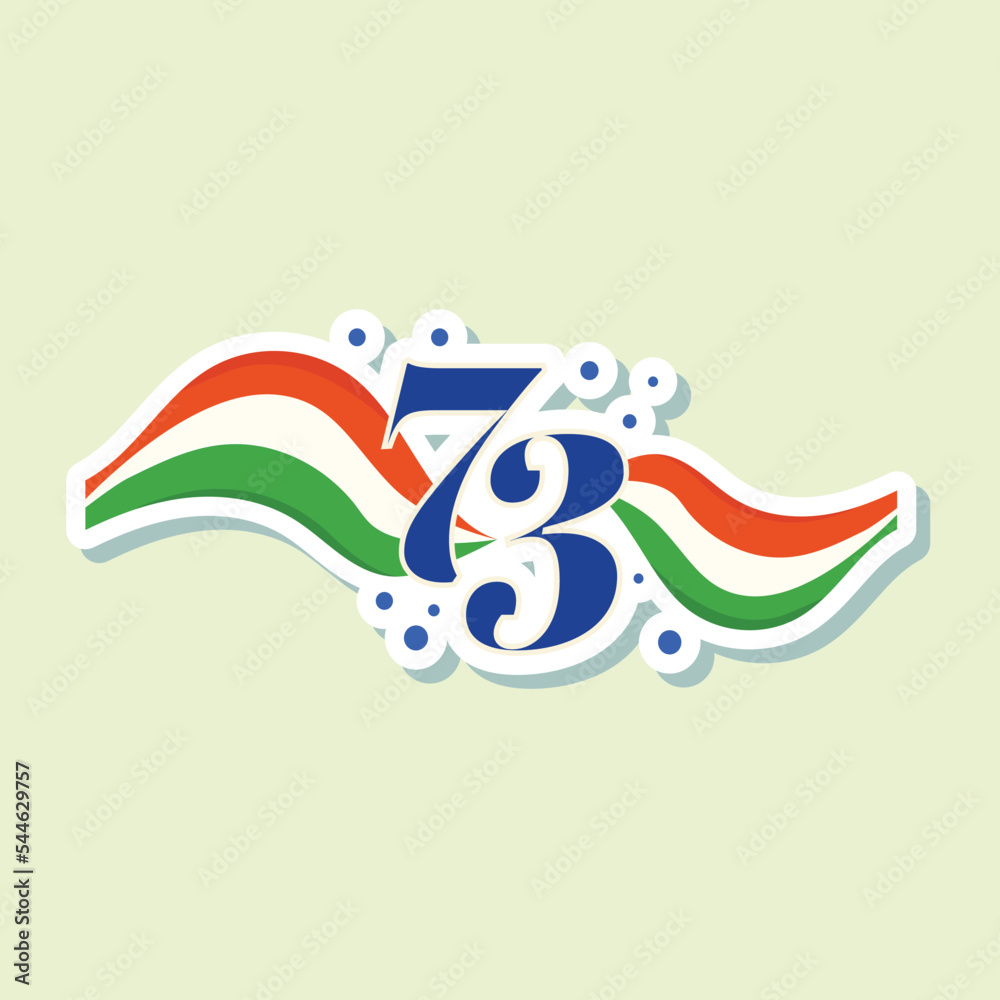 Isolated 73 Font Number With Indian National Waving Flag, Republic Day ...