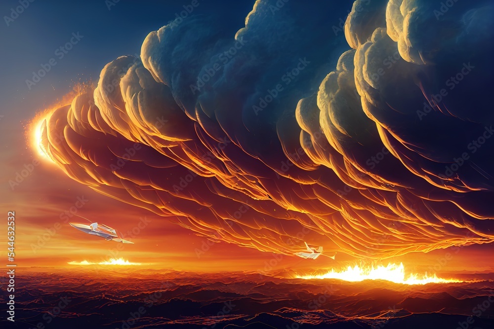 Dramatic sky background with space for design. Dark glowing storm ...