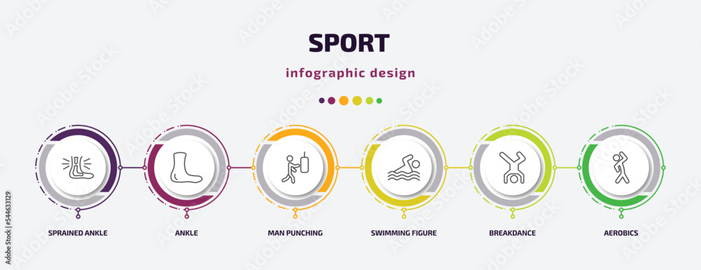 sport infographic template with icons and 6 step or option. sport icons ...