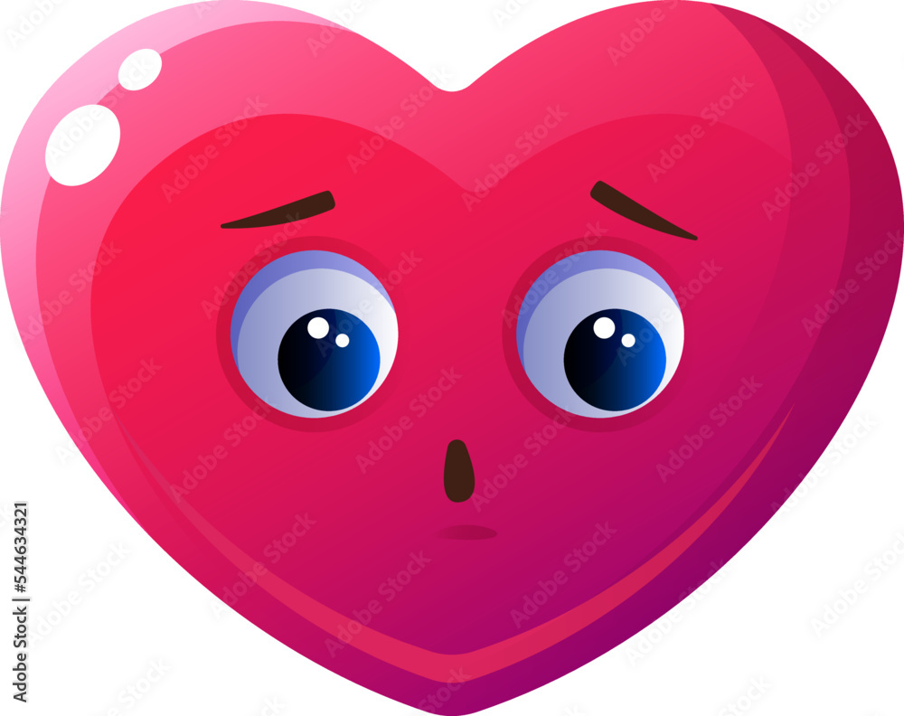 Shocked cartoon heart smile flat icon 3d pink emoji Stock Vector ...