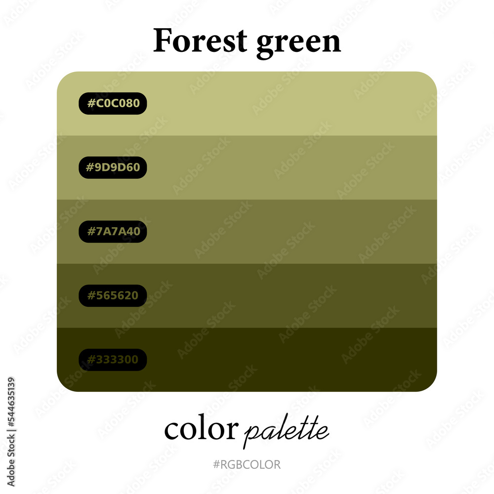 Forest green color palettes accurately with codes, Perfect for use by ...