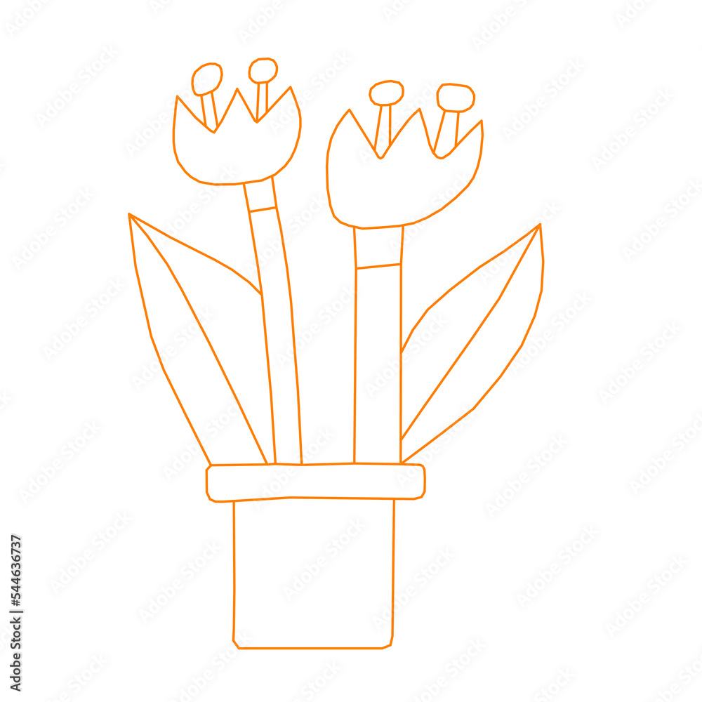 Line drawing. Linear flower. Stock Illustration | Adobe Stock