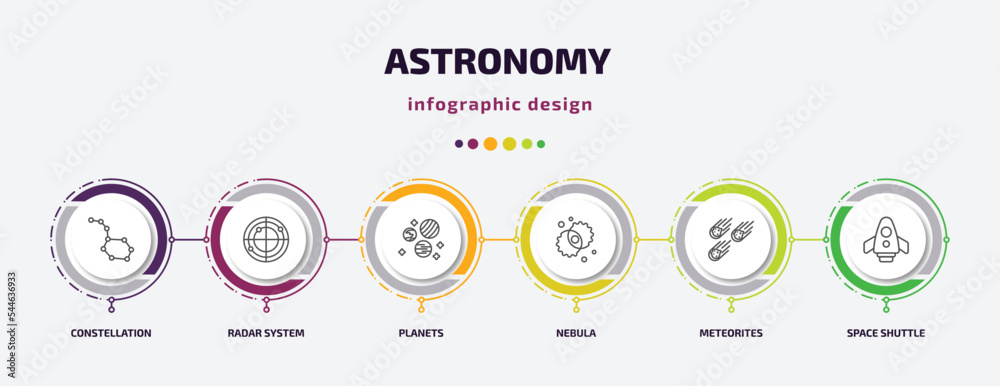 astronomy infographic template with icons and 6 step or option ...