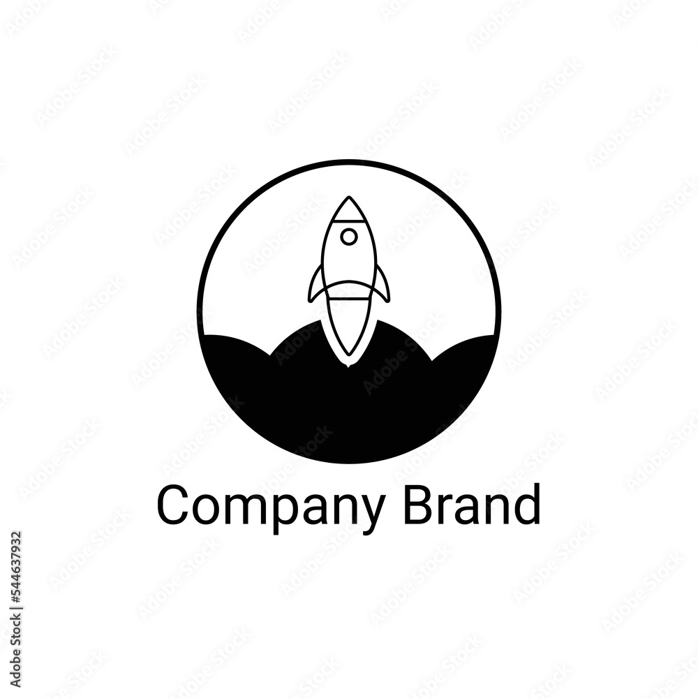 simple rocket logo design template silhouette inside a circle Stock ...