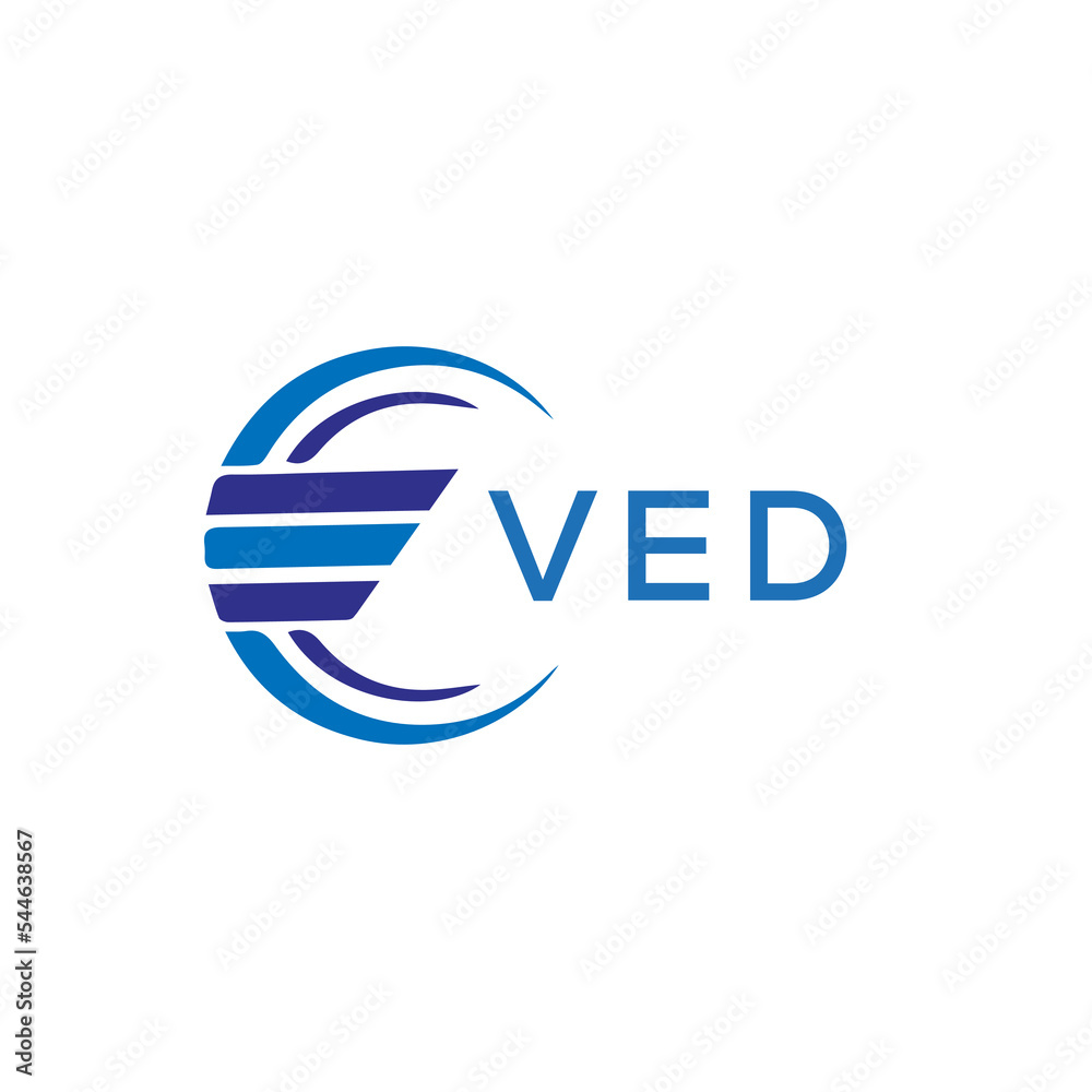 VED letter logo. VED blue image on white background. VED vector logo ...