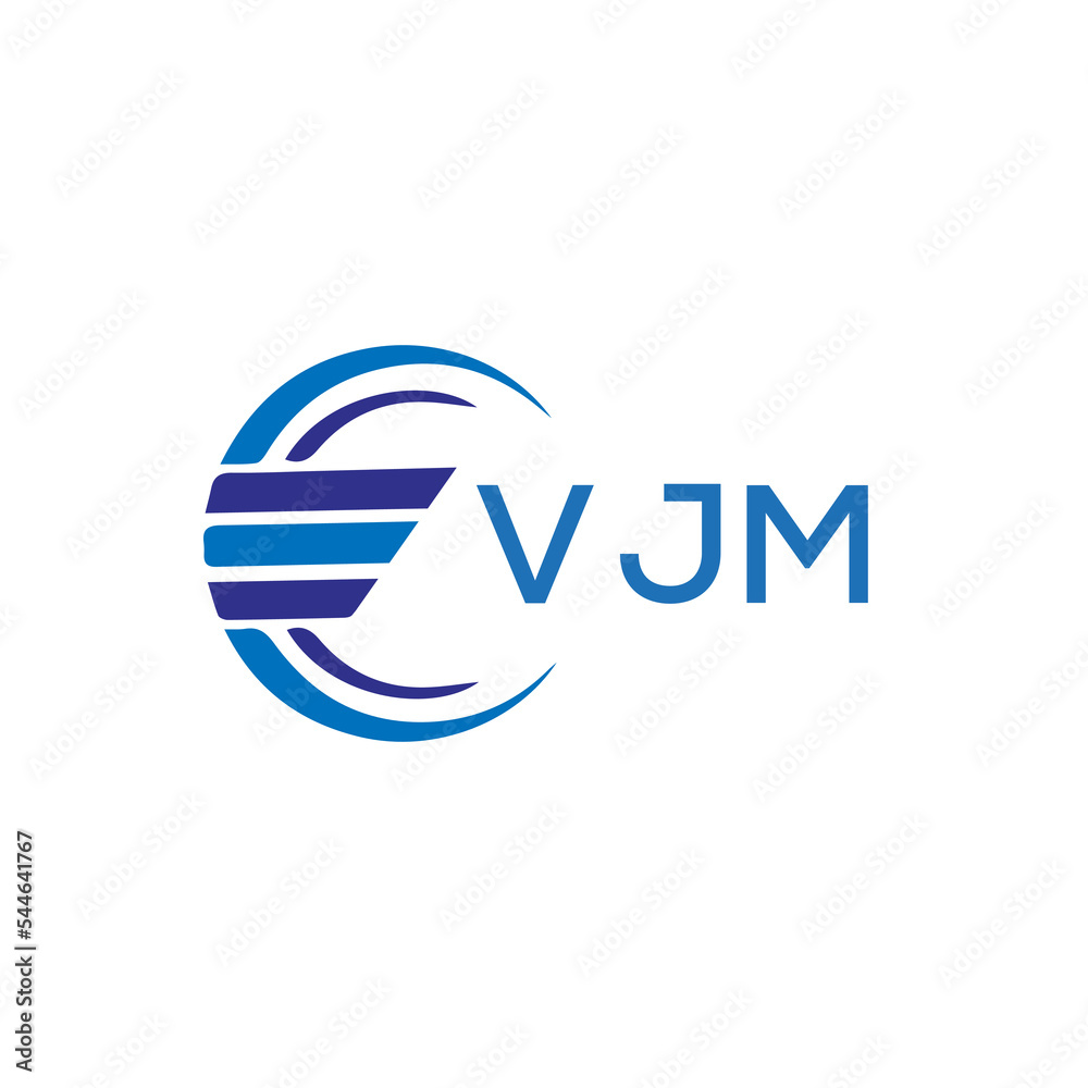 VJM letter logo. VJM blue image on white background. VJM vector logo design for entrepreneur and ...