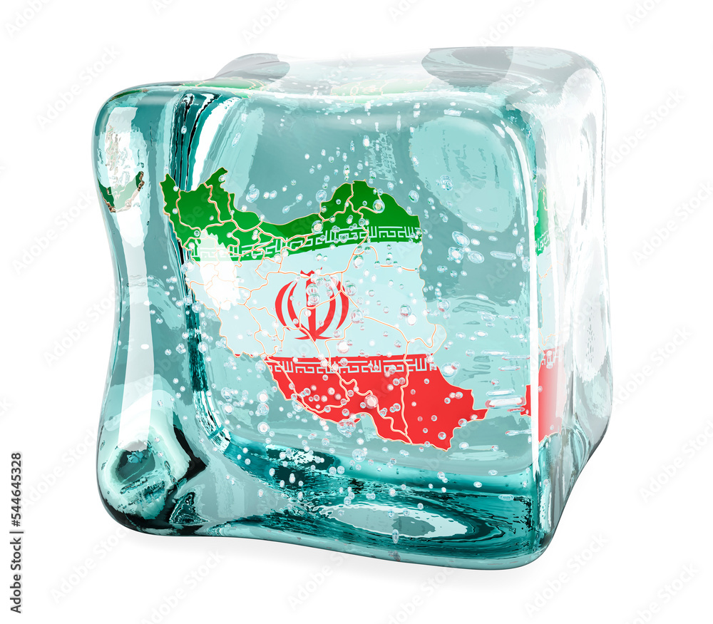 ภาพประกอบสต็อก Iranian map frozen in ice cube, 3D rendering ภาพ | Adobe ...