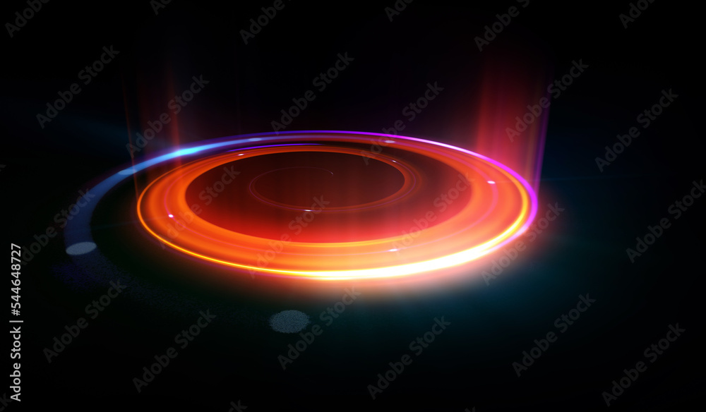 Glow swirl light effect. Circular lens flare. Abstract rotational lines ...