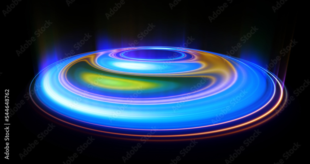 Glow swirl light effect. Circular lens flare. Abstract rotational lines ...