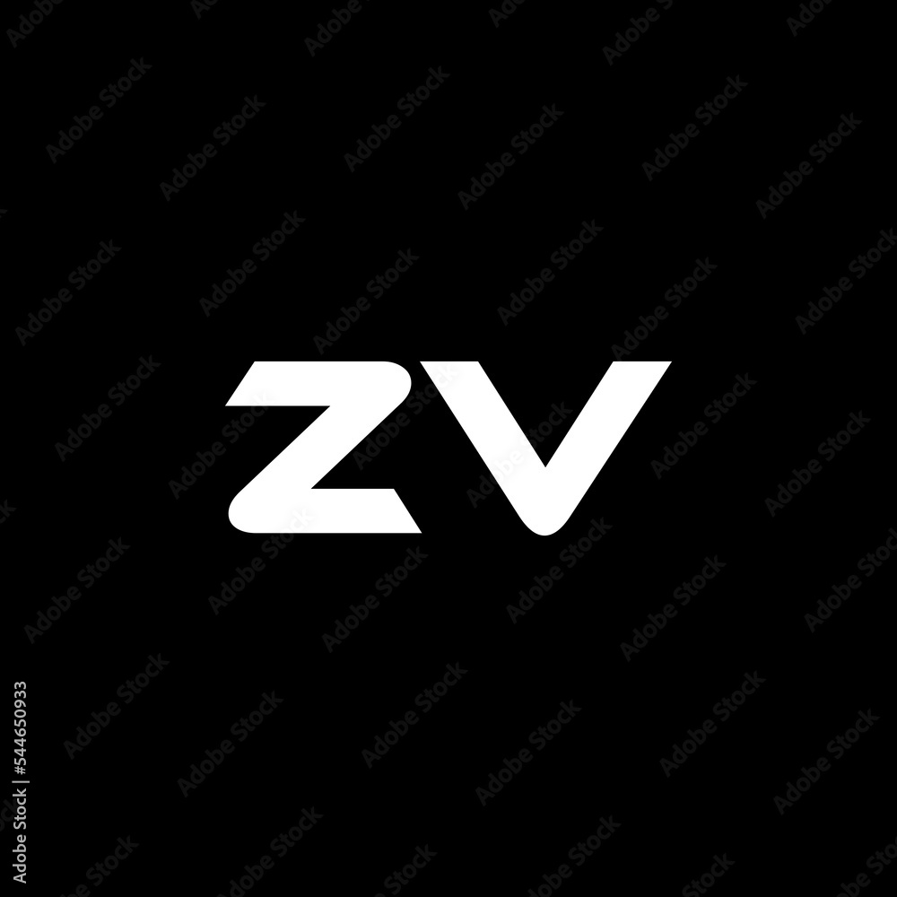 ZV letter logo design with black background in illustrator, vector logo ...