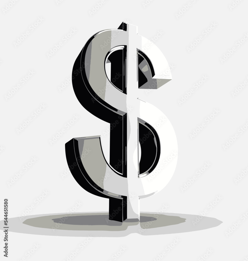 Simbolo de dolar sobre fondo blanco. Stock Vector | Adobe Stock