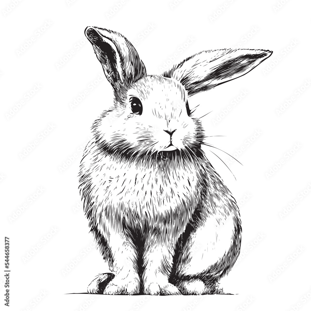 Cute rabbit hand drawn sketch.Vector illustration. Stock Vector | Adobe ...