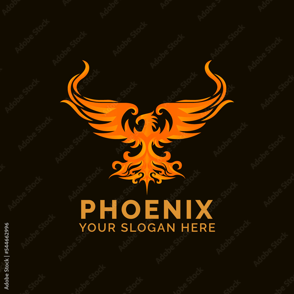 Phoenix Fire Logo Design Vector Mascot template Stock Vector | Adobe Stock